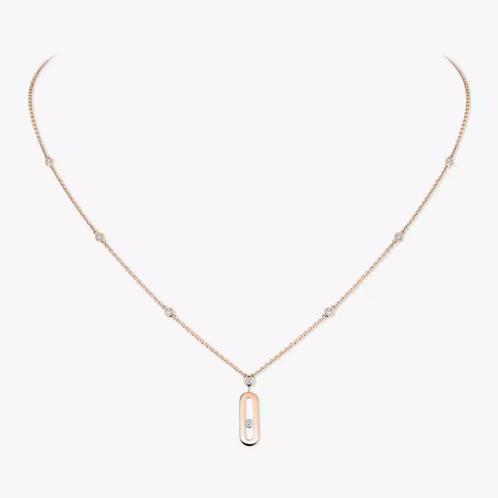 MOVE UNO LONG Pink Gold Diamond Necklace - Gofas Jewelry | Shop