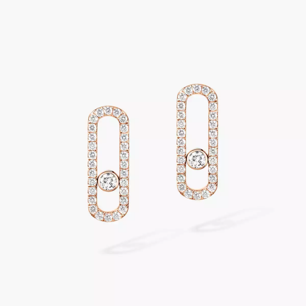 MOVE UNO PAVÉ Pink Gold Diamond Earrings - Gofas Jewelry | Shop